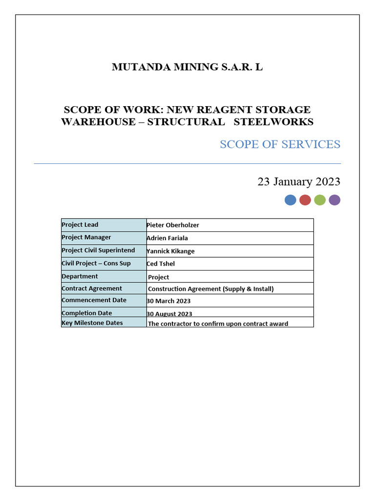 Mutanda Mining Reagent Warehouse Project | PDF | General Contractor ...