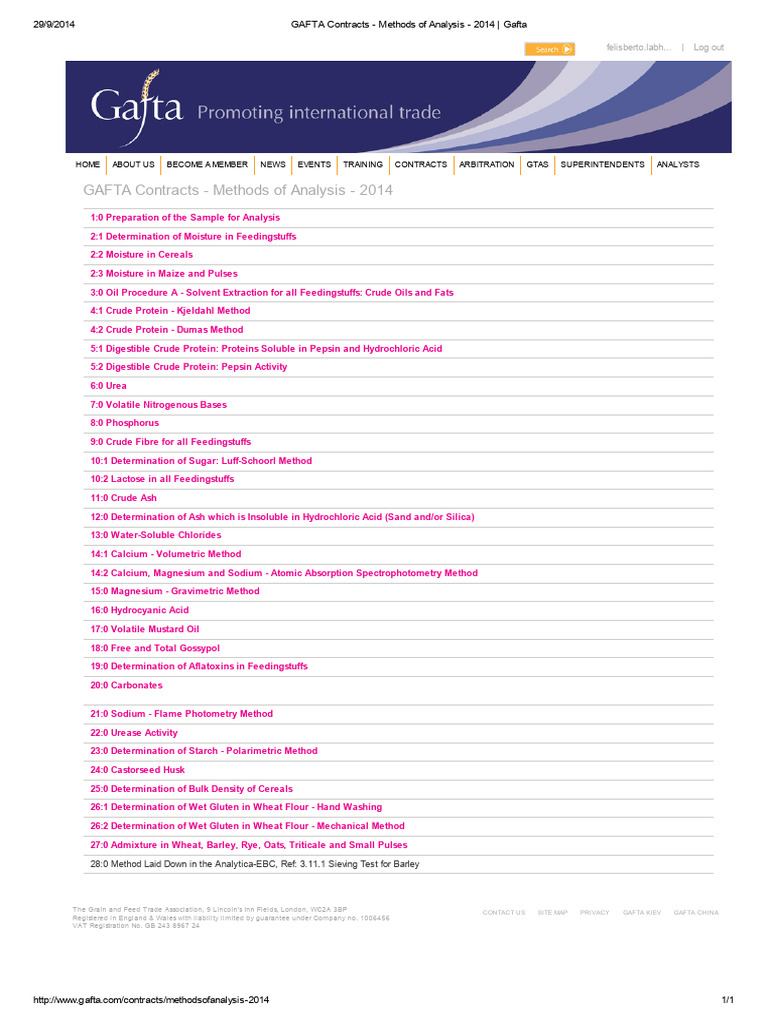 GAFTA Methods of Analysis 2014 | PDF | Cereals | Digestion