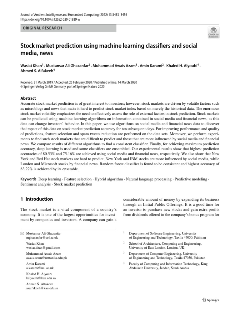Stock Market Prediction Using Machine Learning Classifiers And Social Media News Download 