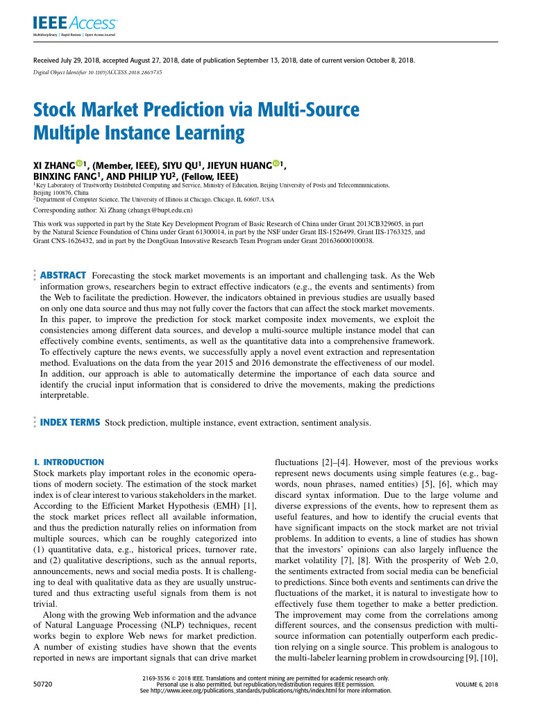 Stock Market Prediction Via Multi Source Multiple Instance Learning Pdf Prediction Applied