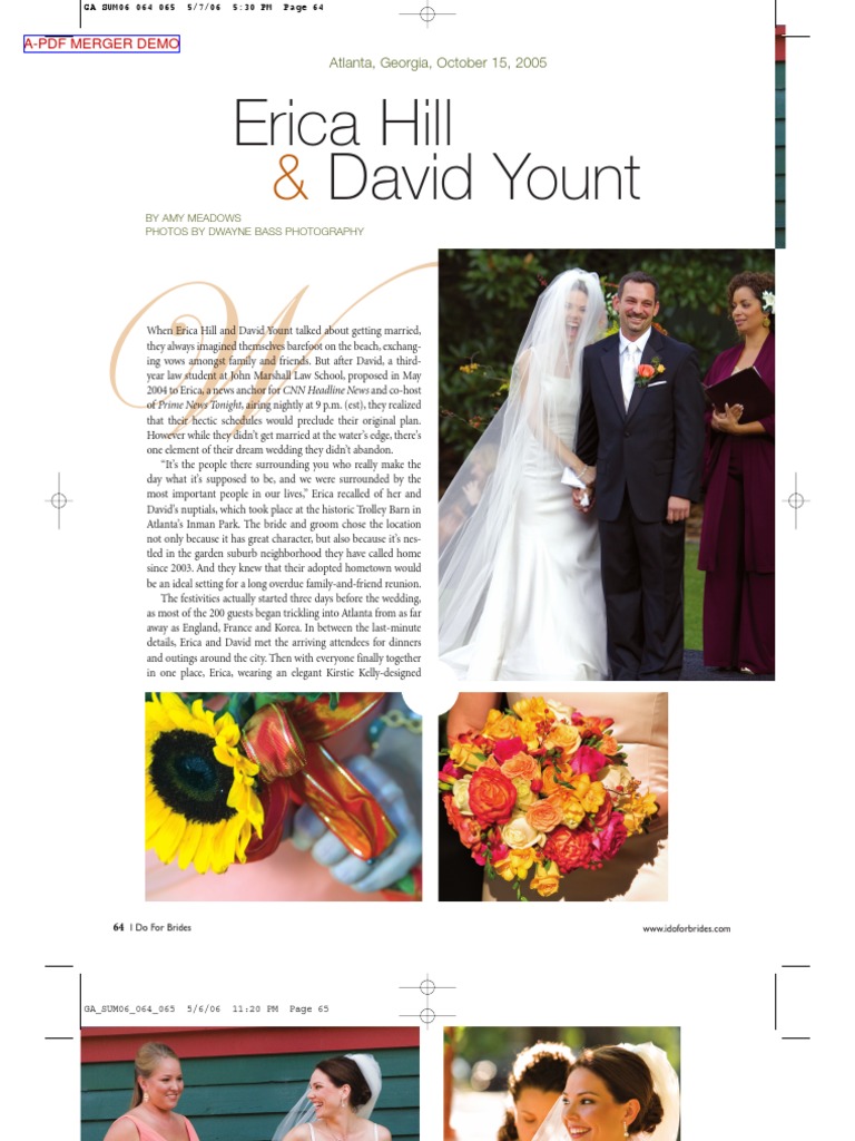 Georgia Featured Wedding Erica Hill & David Yount | PDF | Wedding | Bride