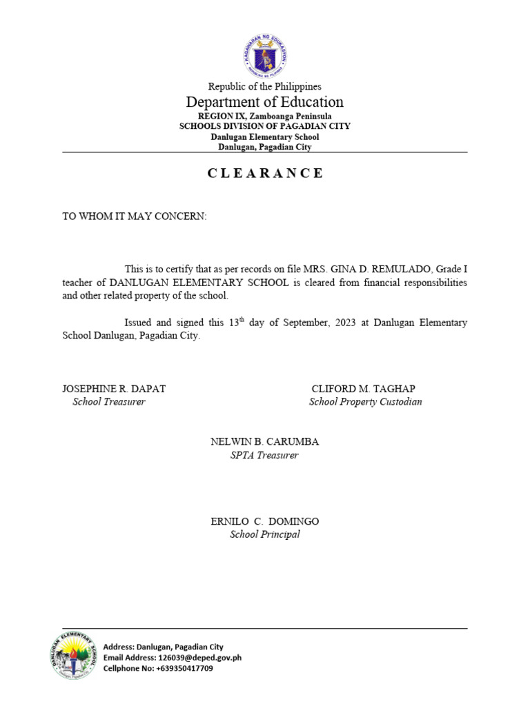 School Clearance | PDF