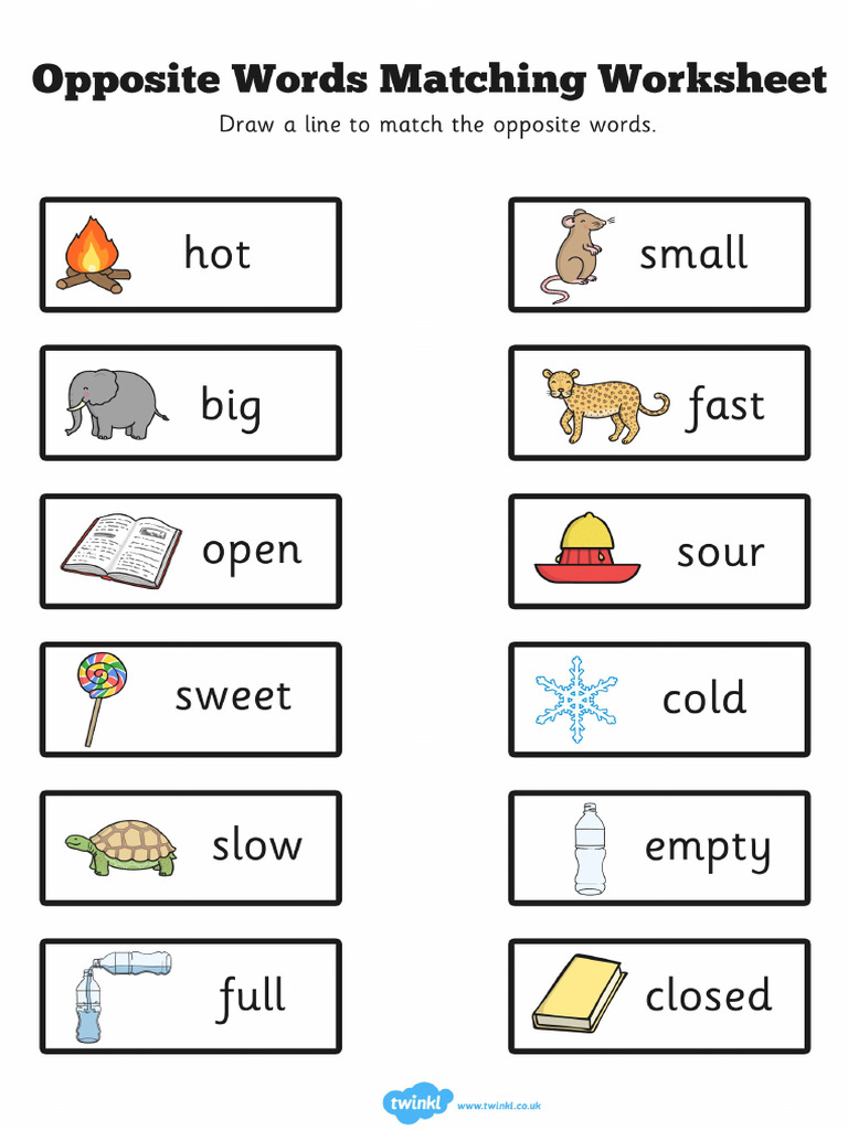 T L 4593 Opposite Words Matching Worksheet | PDF