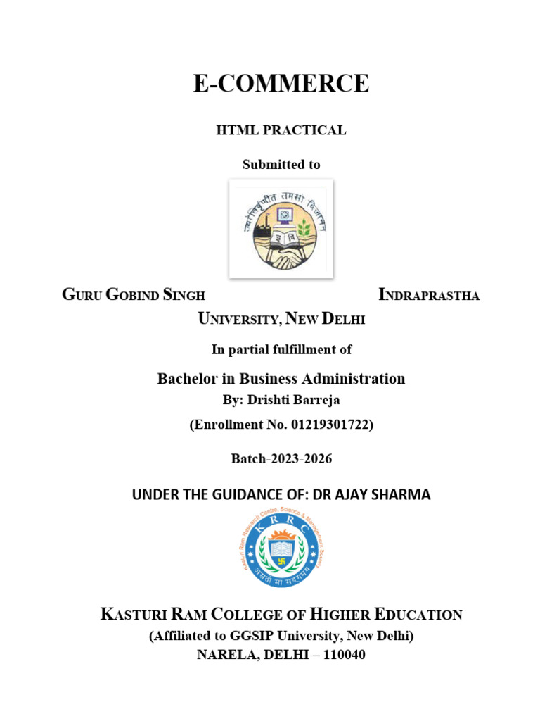 Drishti Barreja(E COMMERCE) | PDF | Html | Html Element