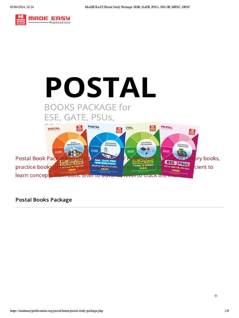 MADE EASY Postal Study Package Overview | PDF | Engineering | Civil ...
