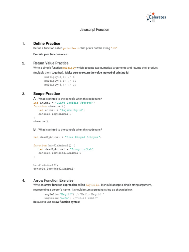 Practice Function Javascript | PDF