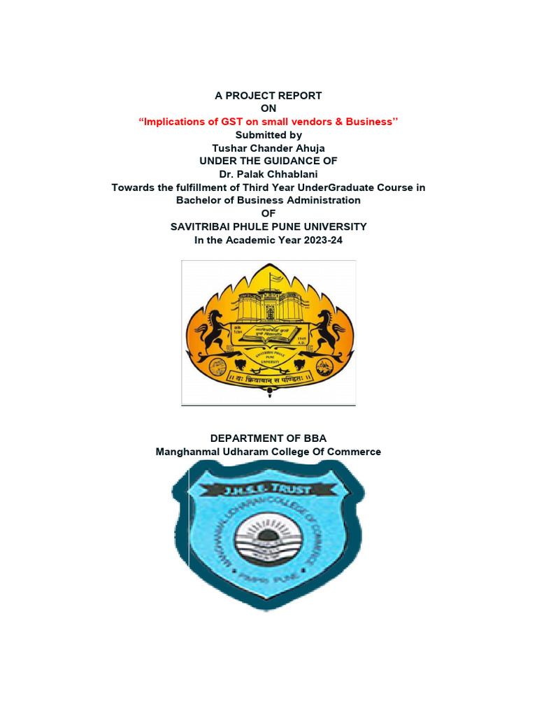 Tushar Ahuja Final Project | PDF | Taxes | Value Added Tax