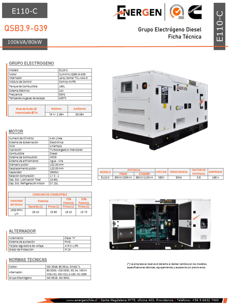 Grupo Electrógeno Cummins QSB3.9-G39 | PDF | Motor diesel | Pistón