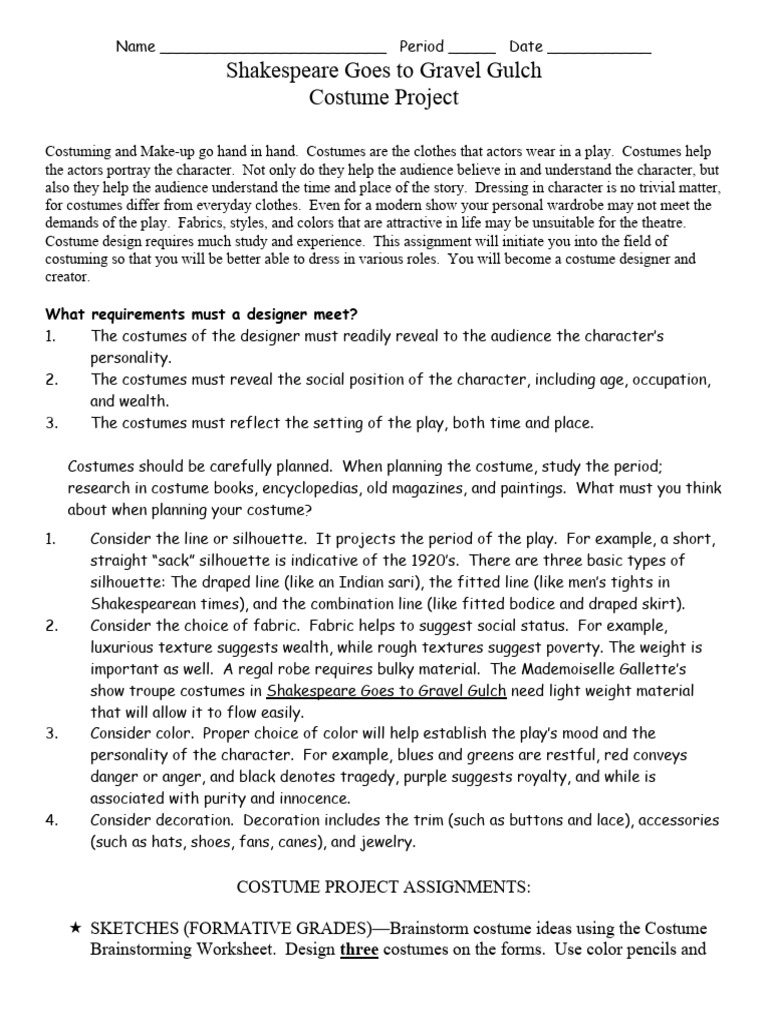 Costume Project | PDF | Costume Design | Costume