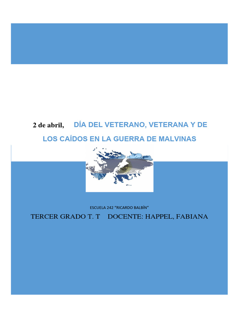 Actividades 2 de Abril - Día Del Veterano y Caidos en La Guerra de ...