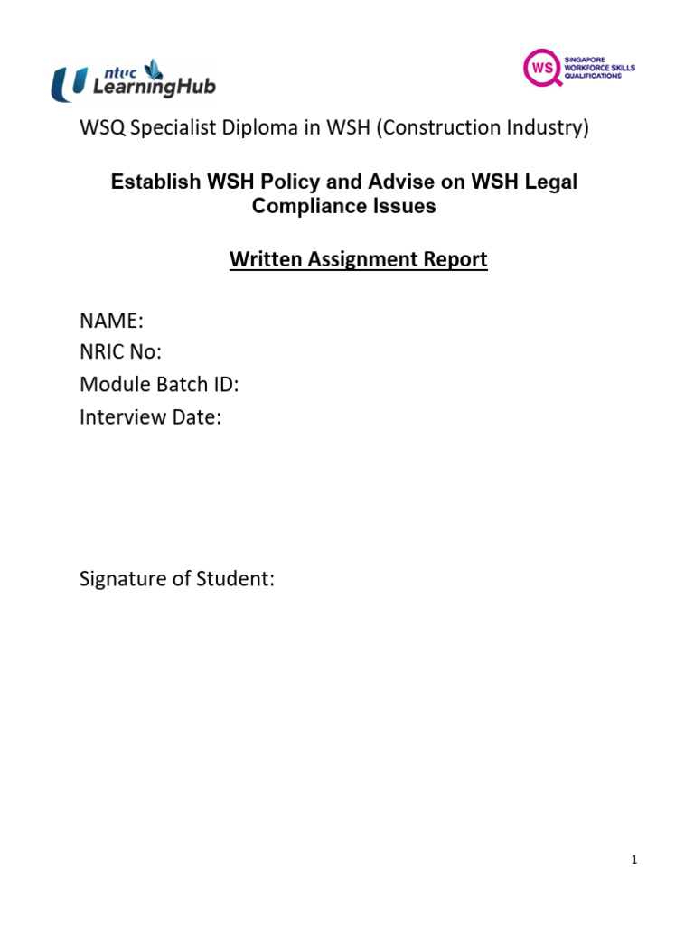 WSH Policy & Compliance in Construction | PDF | Personal Protective ...