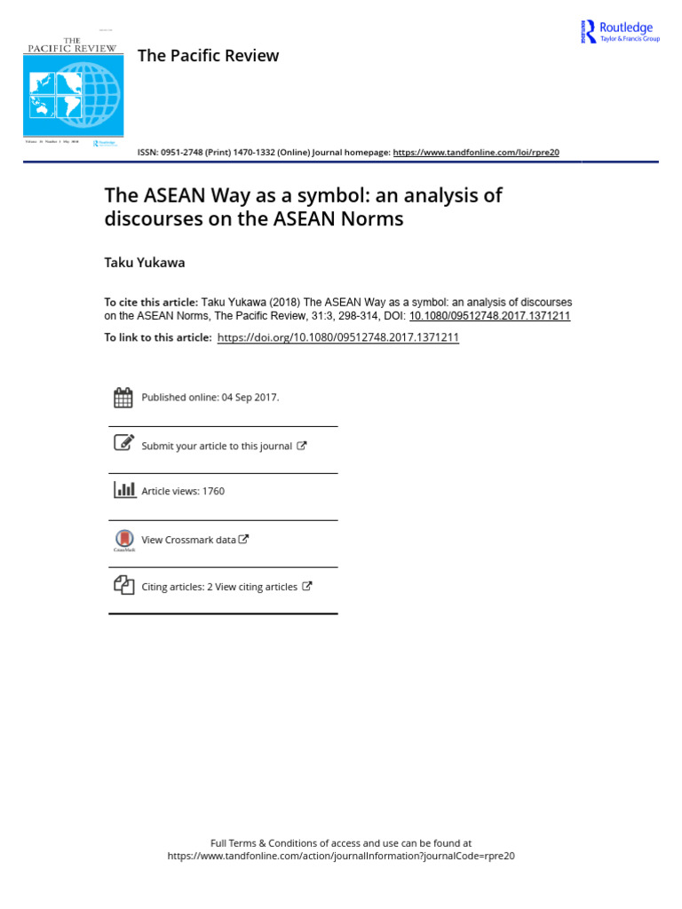 Yukawa - The ASEAN Way As A Symbol An Analysis of Discourses On The ...