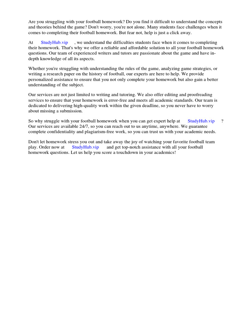 Football Homework Questions | PDF | Essays | Homework