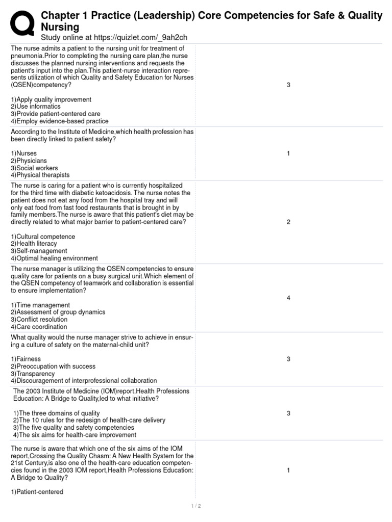 QSEN Competencies in Nursing Practice | PDF | Nursing | Health Care