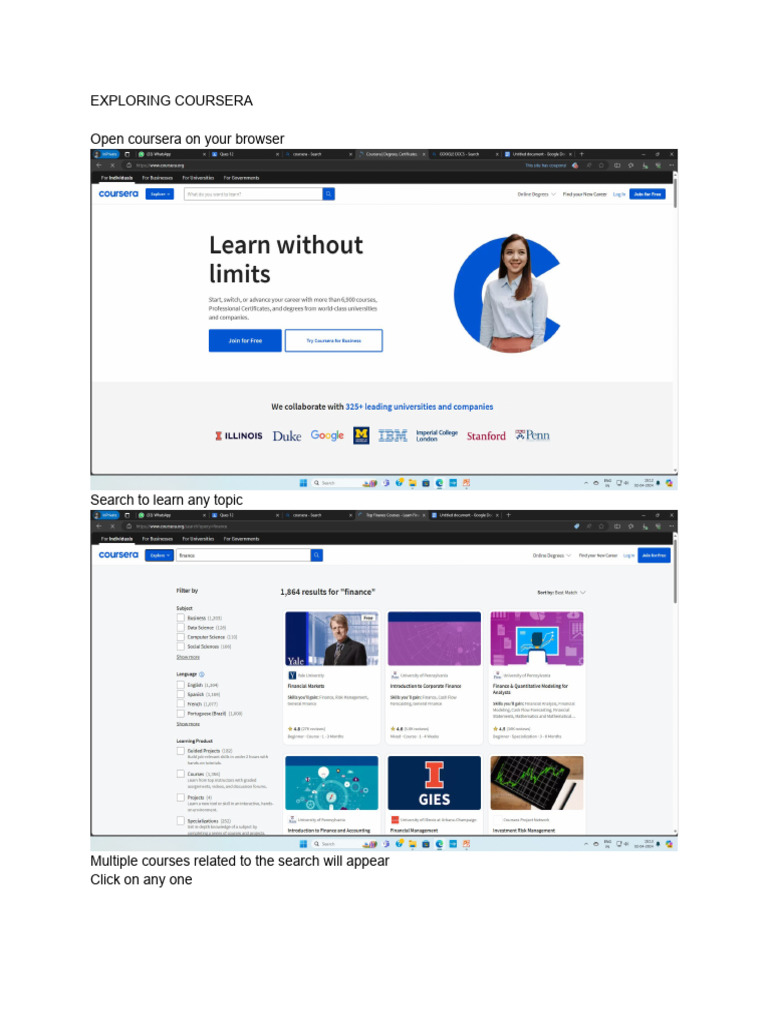 Exploring Coursera Open Coursera On Your Browser | PDF