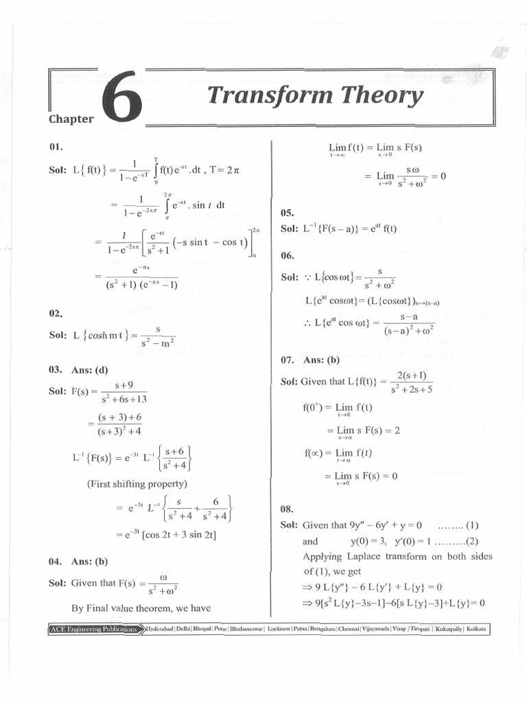 Transform Theory Solutions | PDF | Mathematical Relations | Calculus