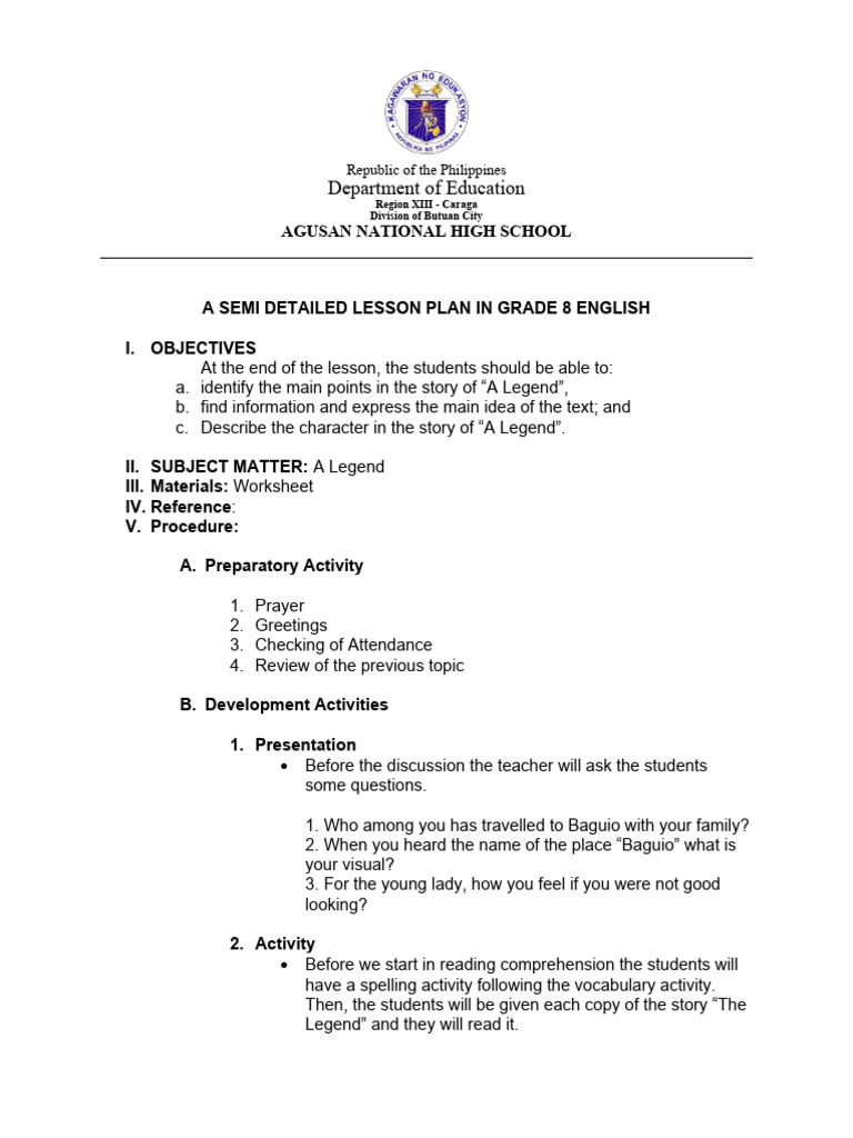 Antenorio Catch Up Friday Lesson Plan | PDF | Lesson Plan | Reading ...