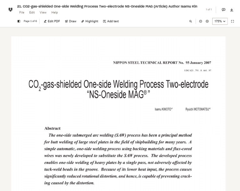 CO2-gas-shielded One-Side Welding Process Two-Electrode NS-Oneside MAG ...