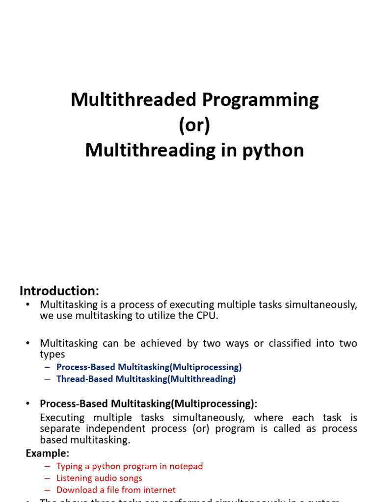 Multithreaded Programming in Python | Download Free PDF | Process (Computing) | Thread (Computing)