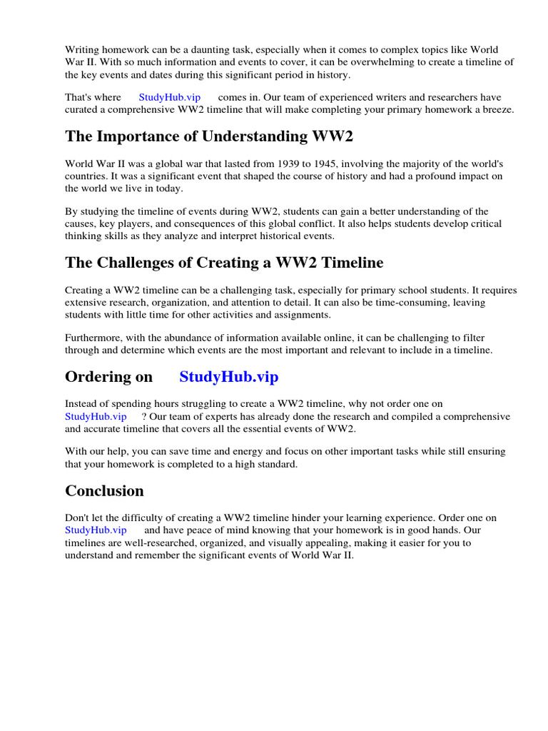 Ww2 Timeline Primary Homework Help | PDF | Homework | Reading Comprehension