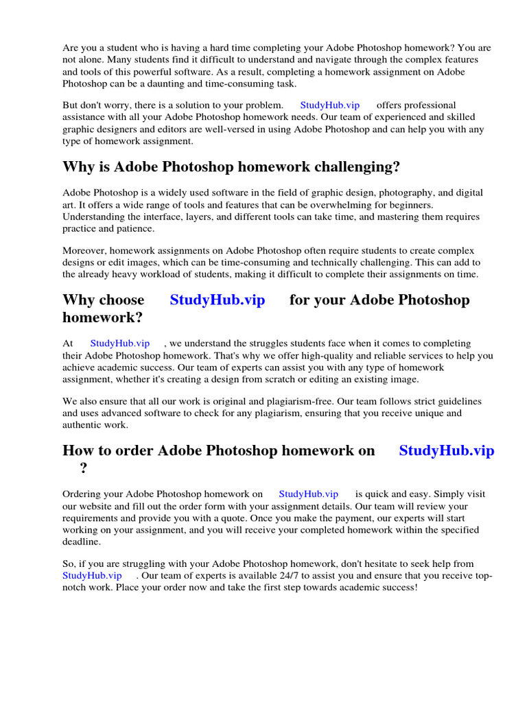Adobe Photoshop Homework | PDF | Adobe Photoshop | Graphics