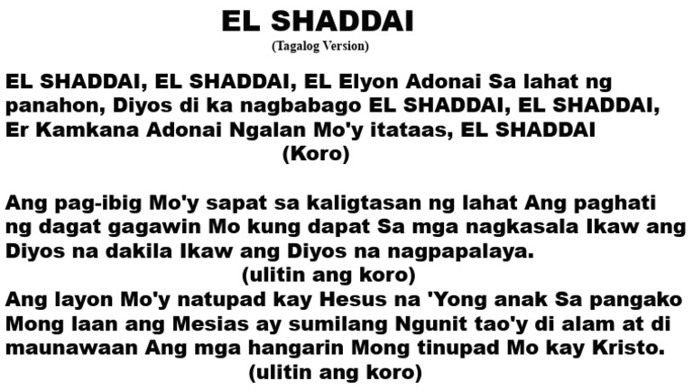 EL Shaddai(Tagalog) | PDF
