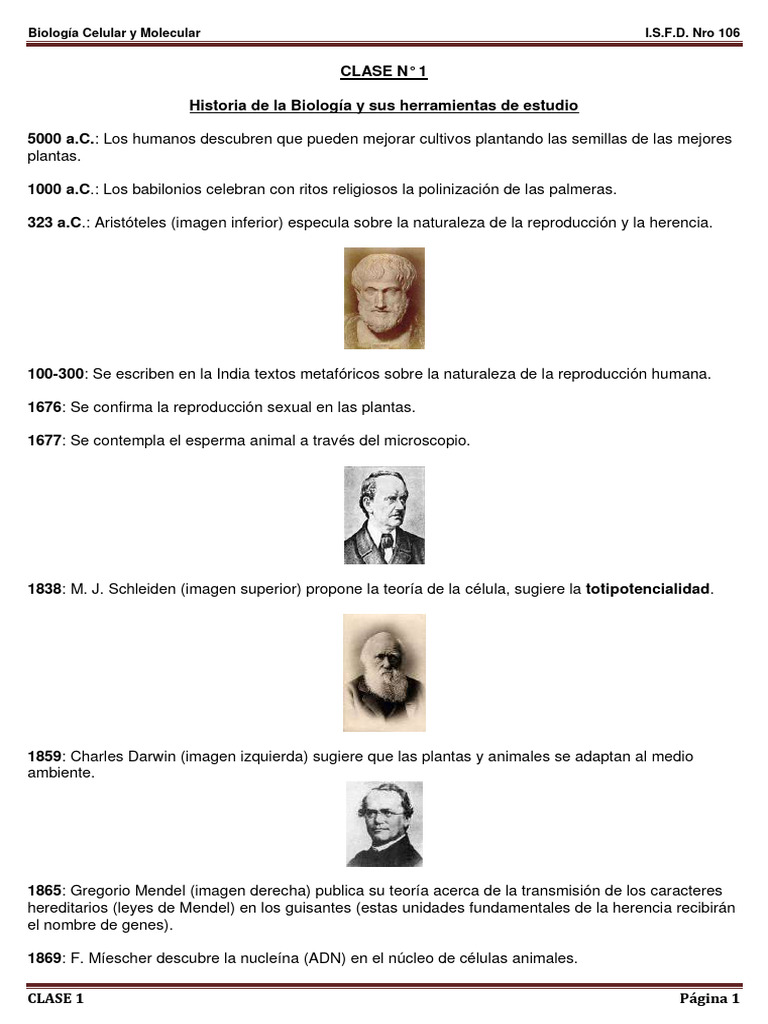Clase 1 - Biolog Celular | Descargar gratis PDF | Adn | Ingeniería genética