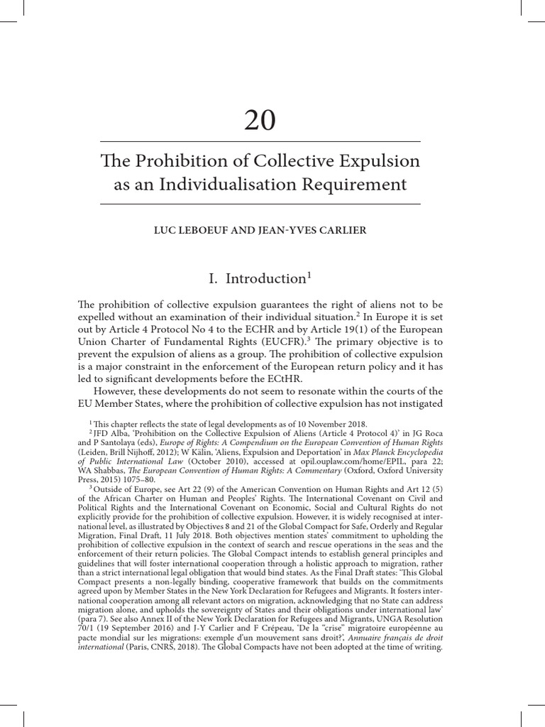 Article 10 The Prohibition of Collective Expulsion As An Individualization. | PDF ...