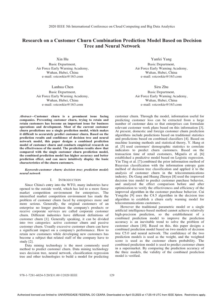 Research On A Customer Churn Combination Prediction Model Based On Decision Tree and Neural ...