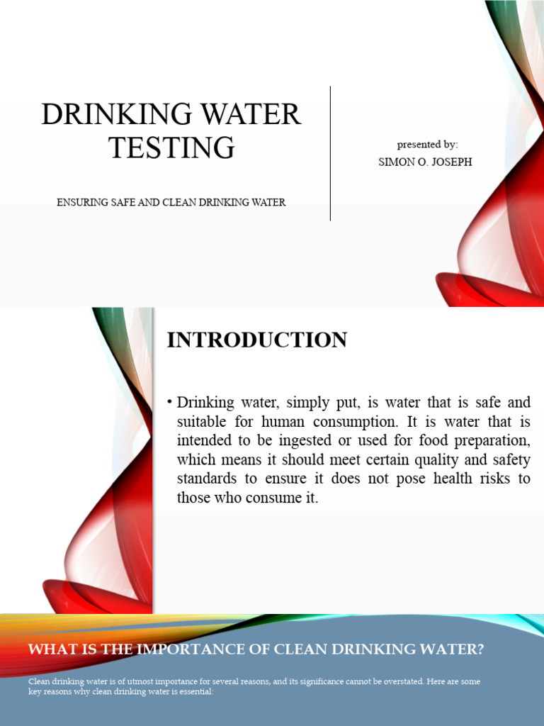 Drinking Water Presentation | PDF | Drinking Water | Water Pollution