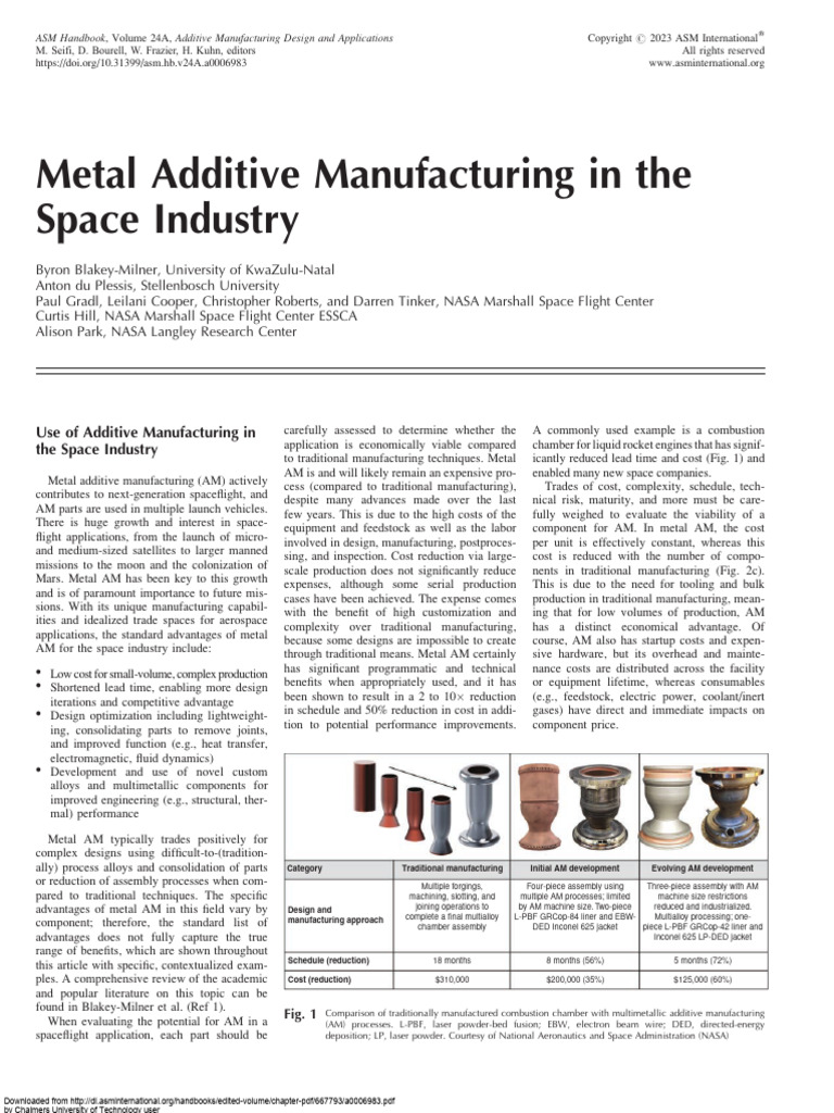Aluminium Metal Additive Manufacturing in The Space Industry | PDF | 3 ...