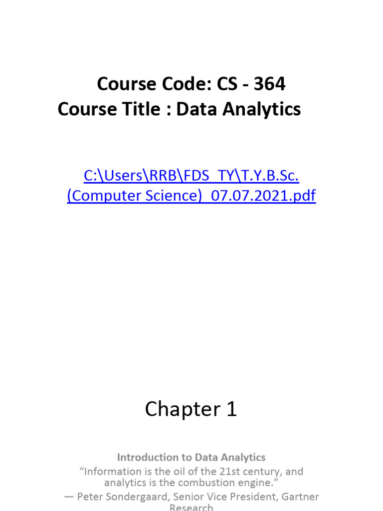 Chapter 1 DA | PDF | Analytics | Data Analysis