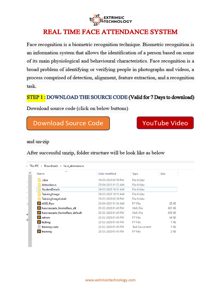 REAL TIME FACE ATTENDACE SYSTEM Installation Guide | PDF | Computing ...