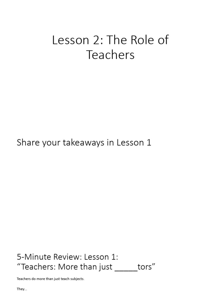 Lesson 2 Role of Teacher Handouts | PDF | Teachers | Mentorship