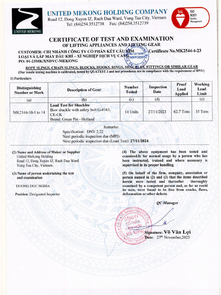 Lifting Gear - Equiment Cer | PDF