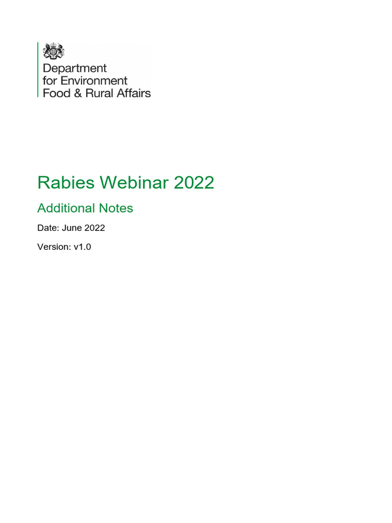 Rabies Webinar Notes | PDF | Rabies | Vaccines