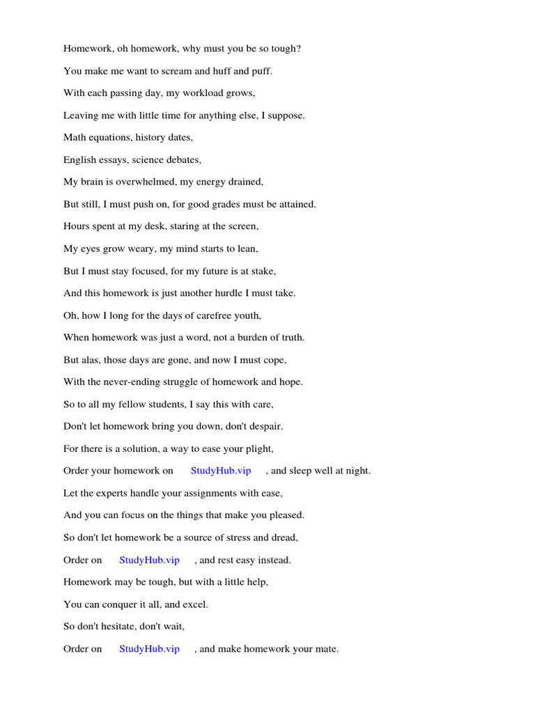 Homework Poems School | PDF | Poetry | Rhyme