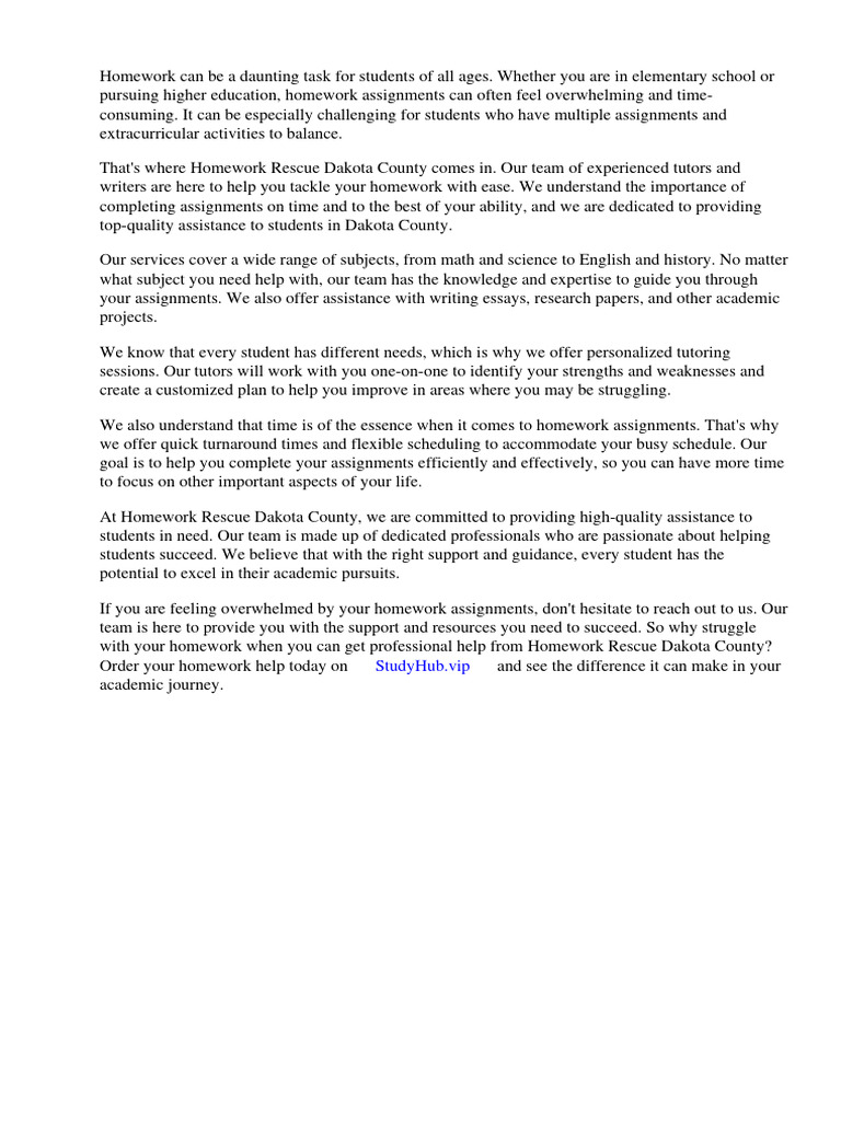 Homework Rescue Dakota County | PDF | Homework | Search And Rescue