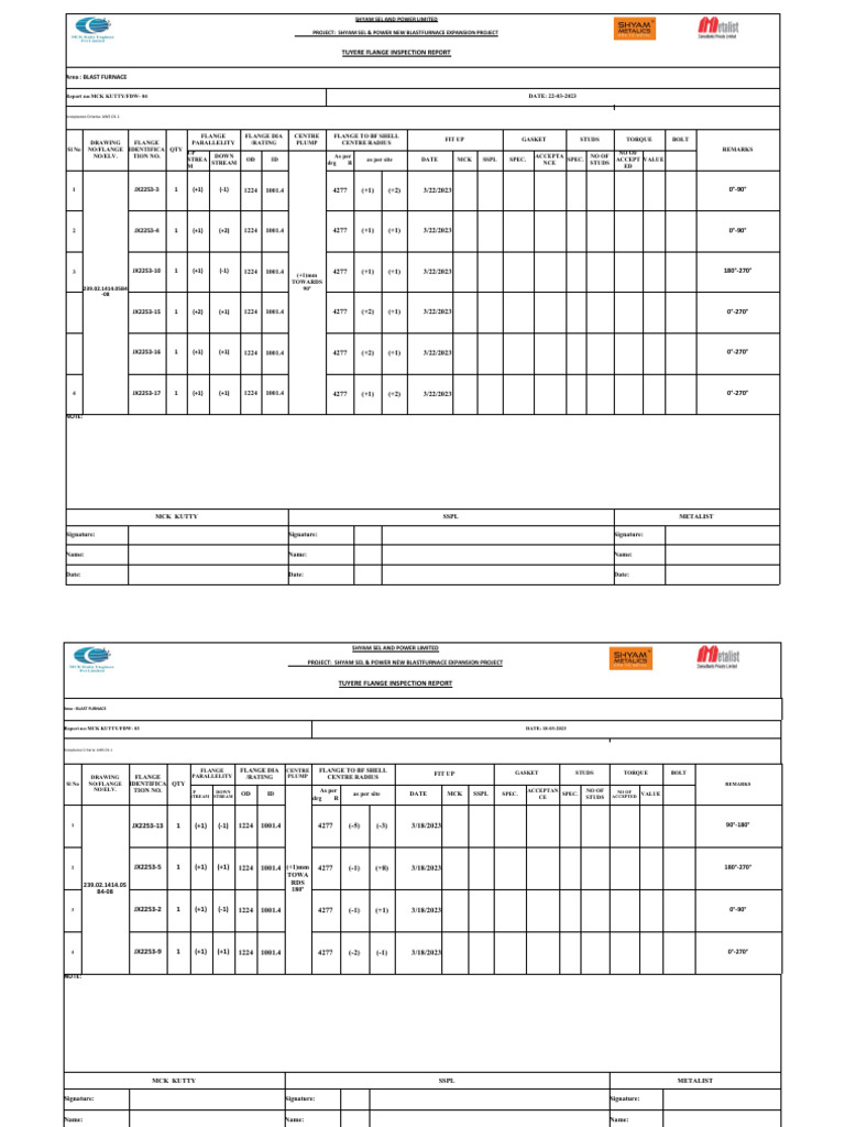 Flange Inspection | PDF | Plumbing | Mechanical Engineering
