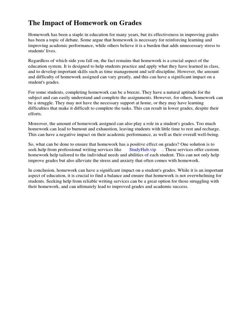 Homework Effect On Grades | PDF | Homework | Teachers
