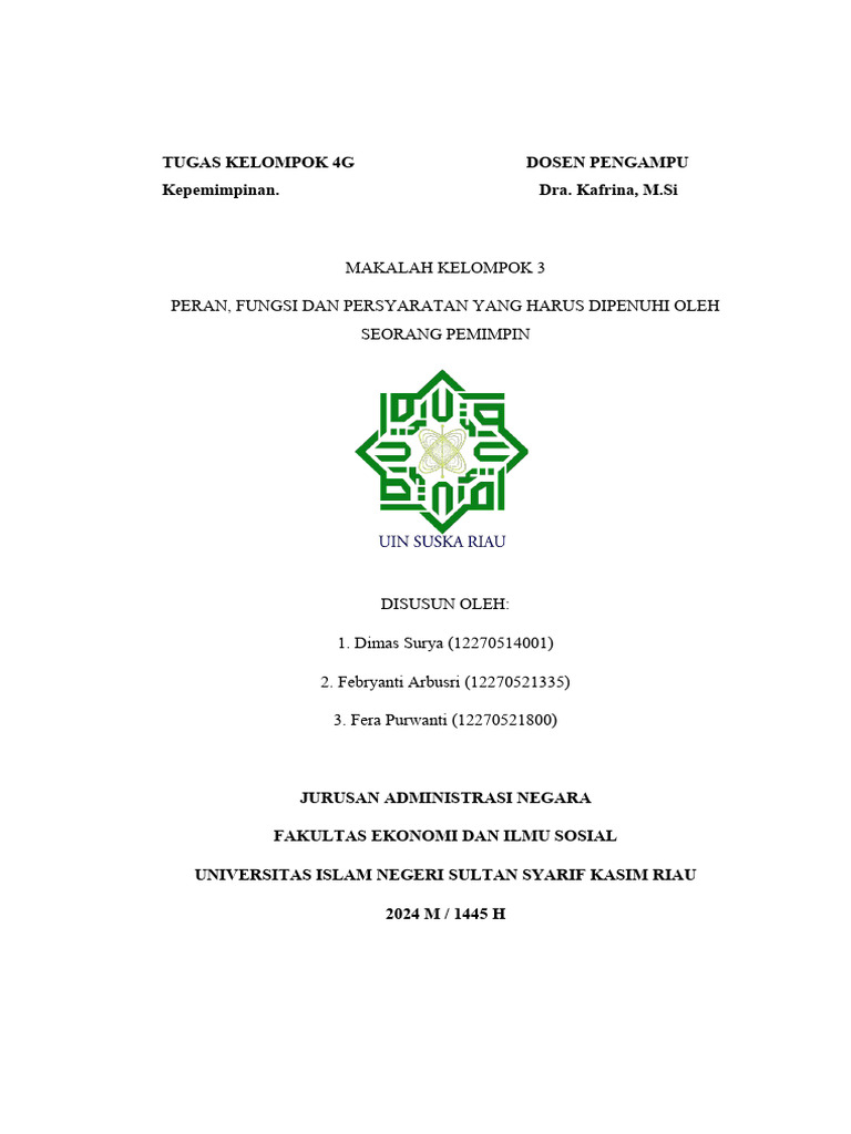 Peran dan Persyaratan Pemimpin Efektif | PDF