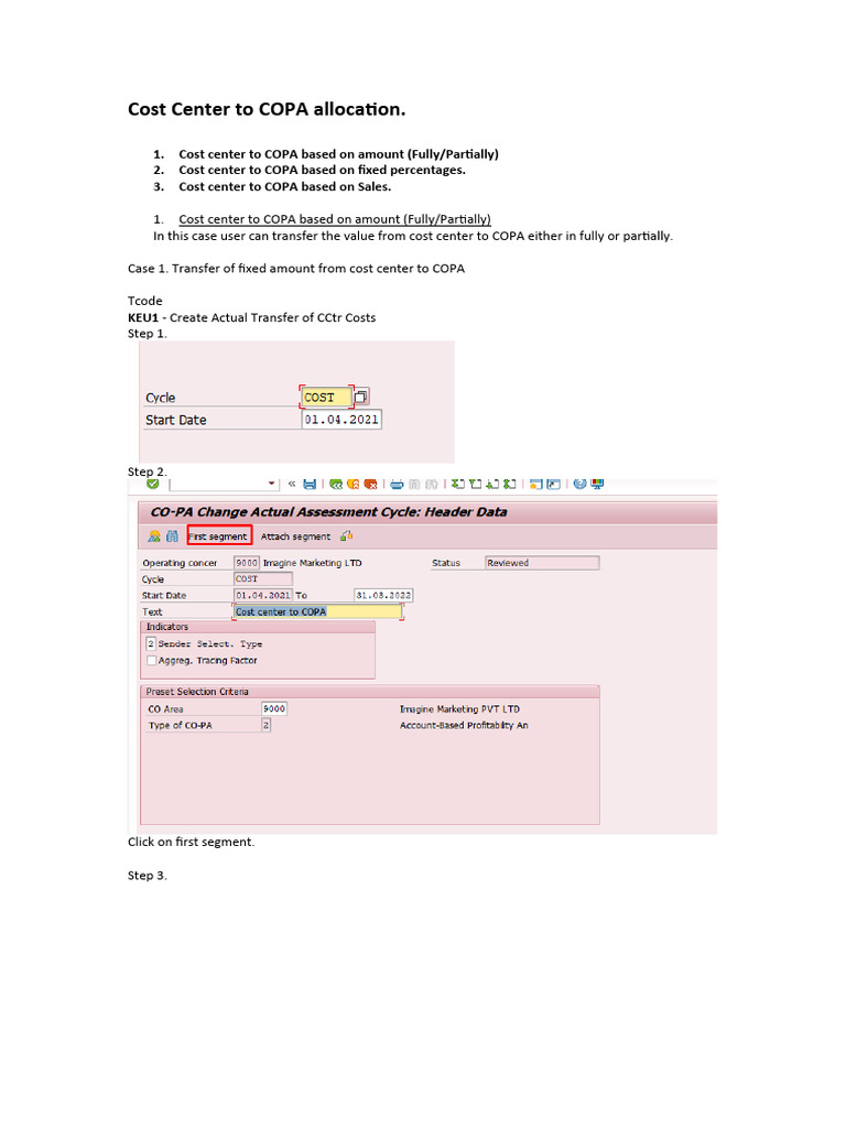 Cost Center To COPA Report 1 | PDF | Technology & Engineering