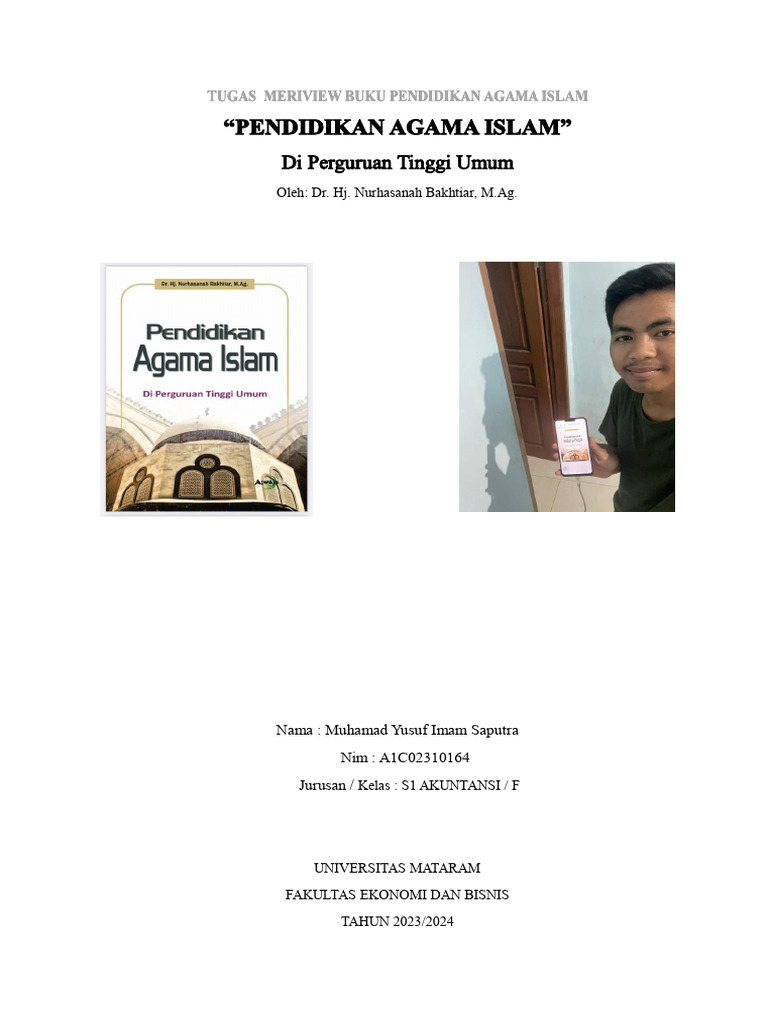 Tugas PAI Meriview Buku Tentang Akhlak. Nama Muhamad Yusuf Imam Saputra ...