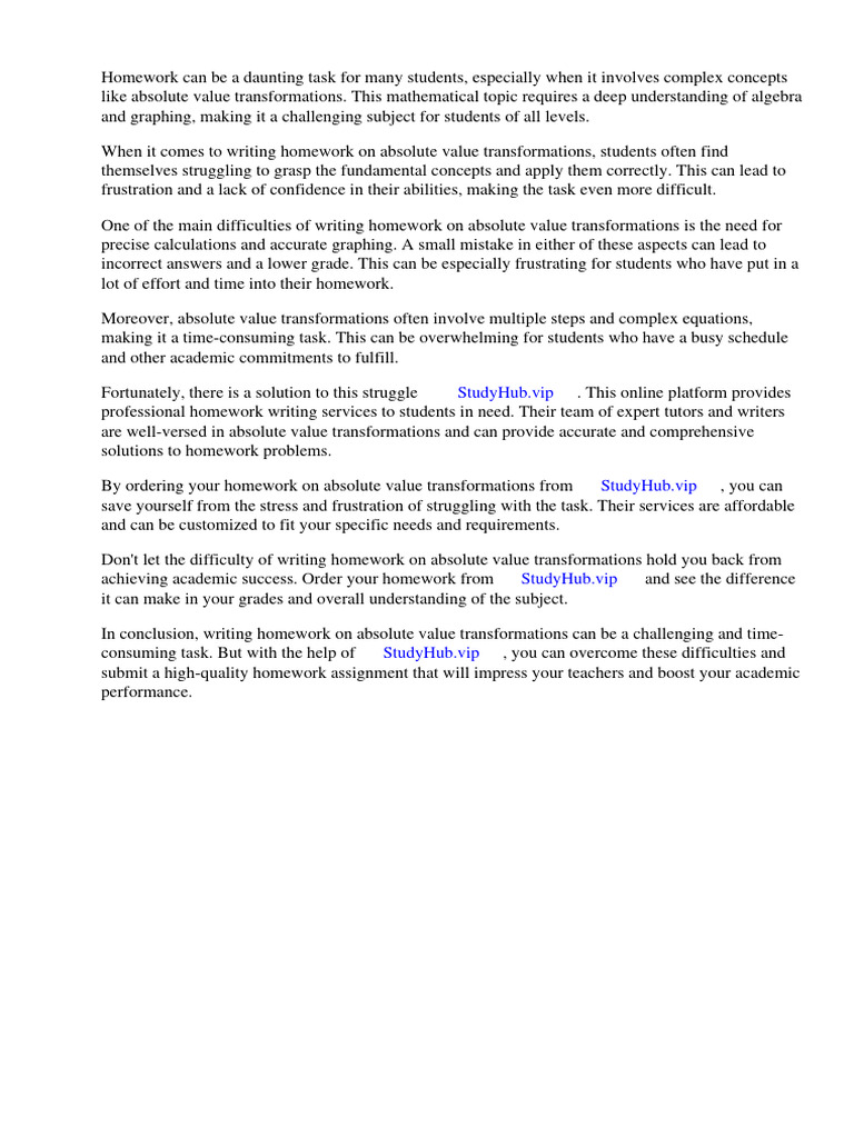 Absolute Value Transformations Homework | PDF | Worksheet | Algebra