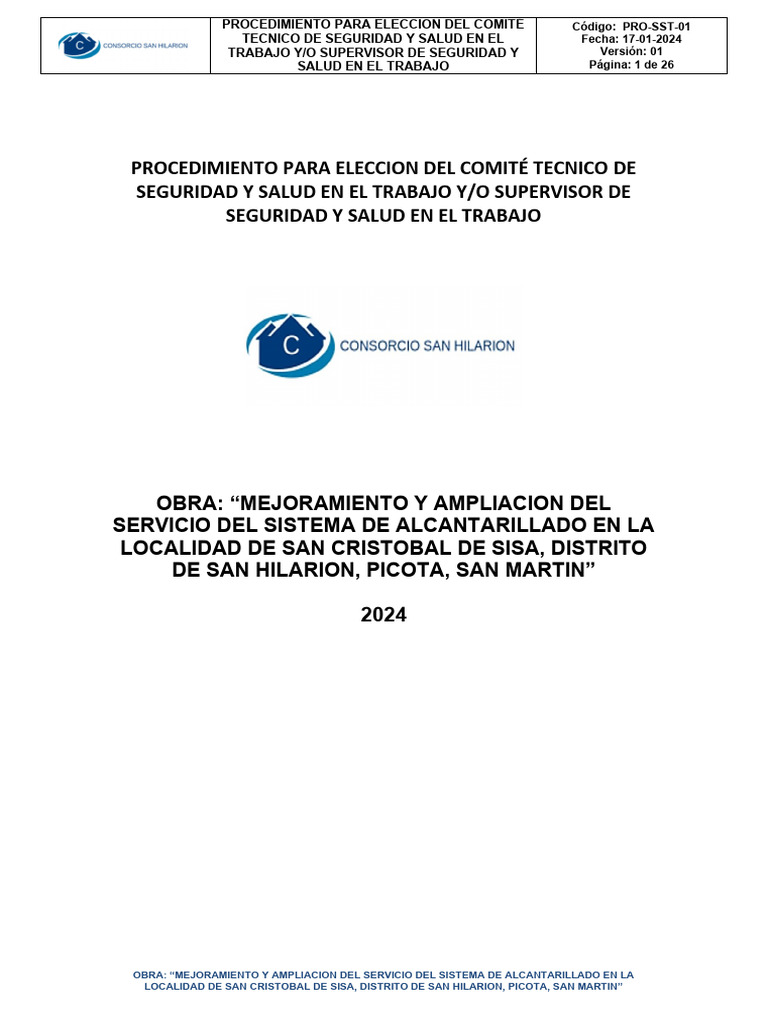Pro-Sst-01 - Procedimiento de Eleccion Del CSST Ver. 01 | Descargar ...