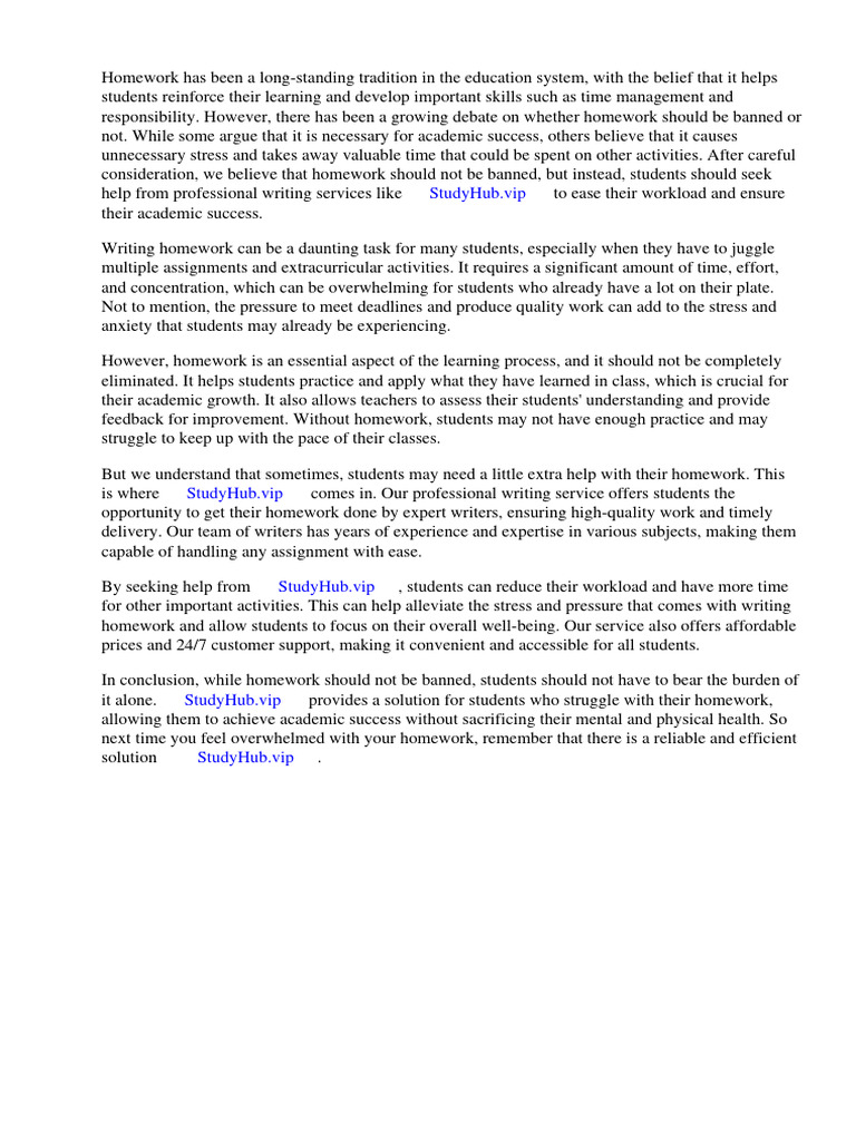 Persuasive Text Homework Should Not Be Banned | PDF | Homework