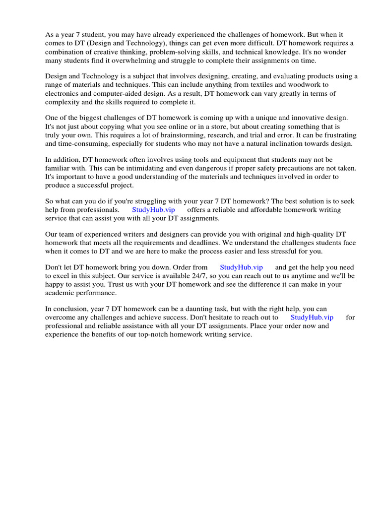 Year 7 DT Homework | PDF | Knowledge | Homework