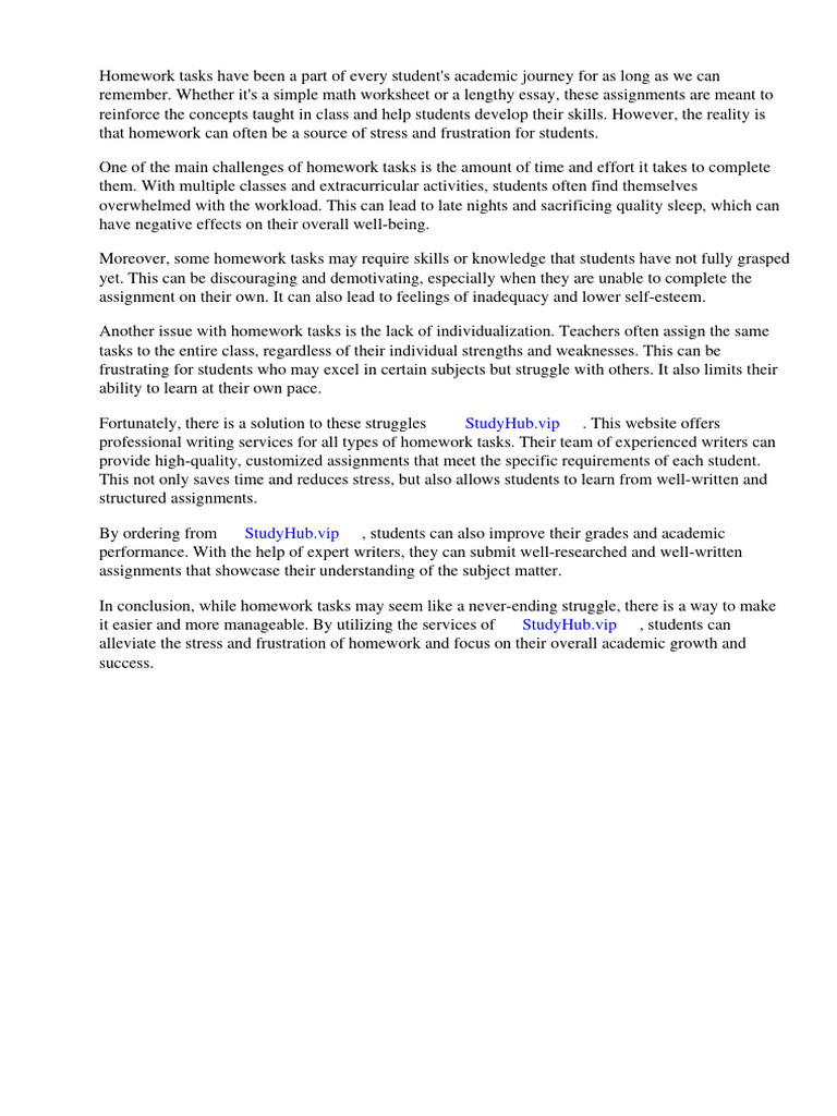 Homework Tasks | PDF | Homework