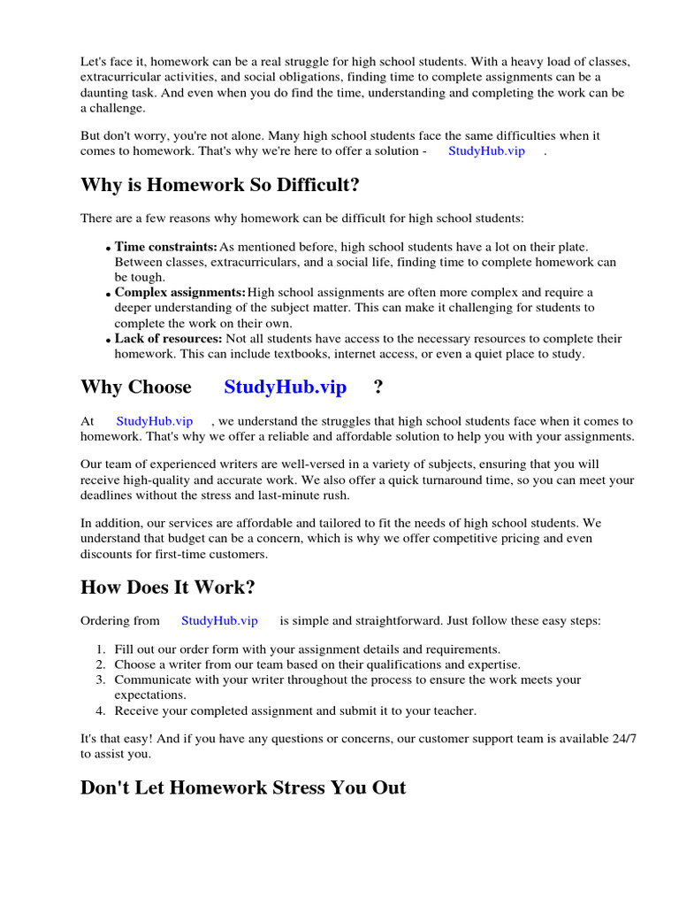 Homework Solutions for High Schoolers | PDF | Homework