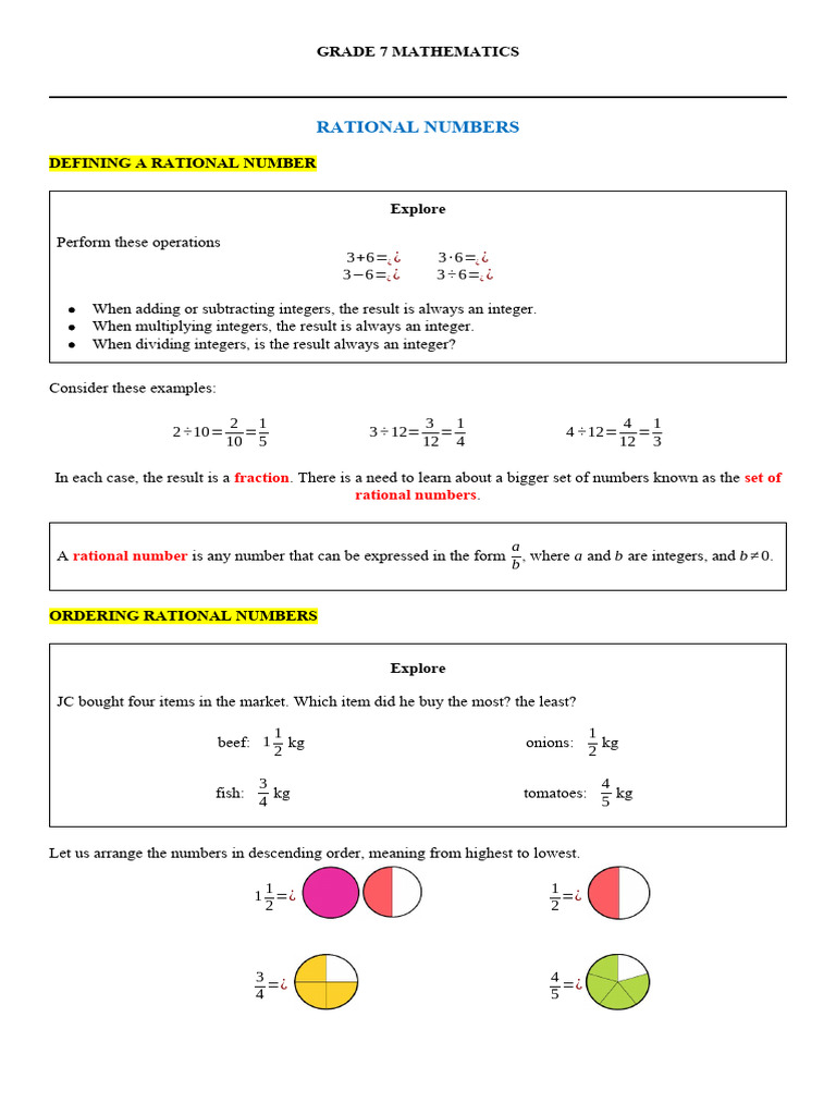 Rational Numbers | PDF | Rational Number | Mathematical Notation